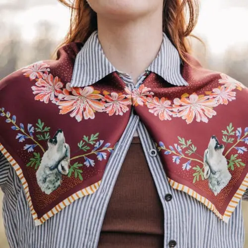 MATTY MILLER STUDIO 100% Silk Scarf Lupinewolf Wildflower Pattern